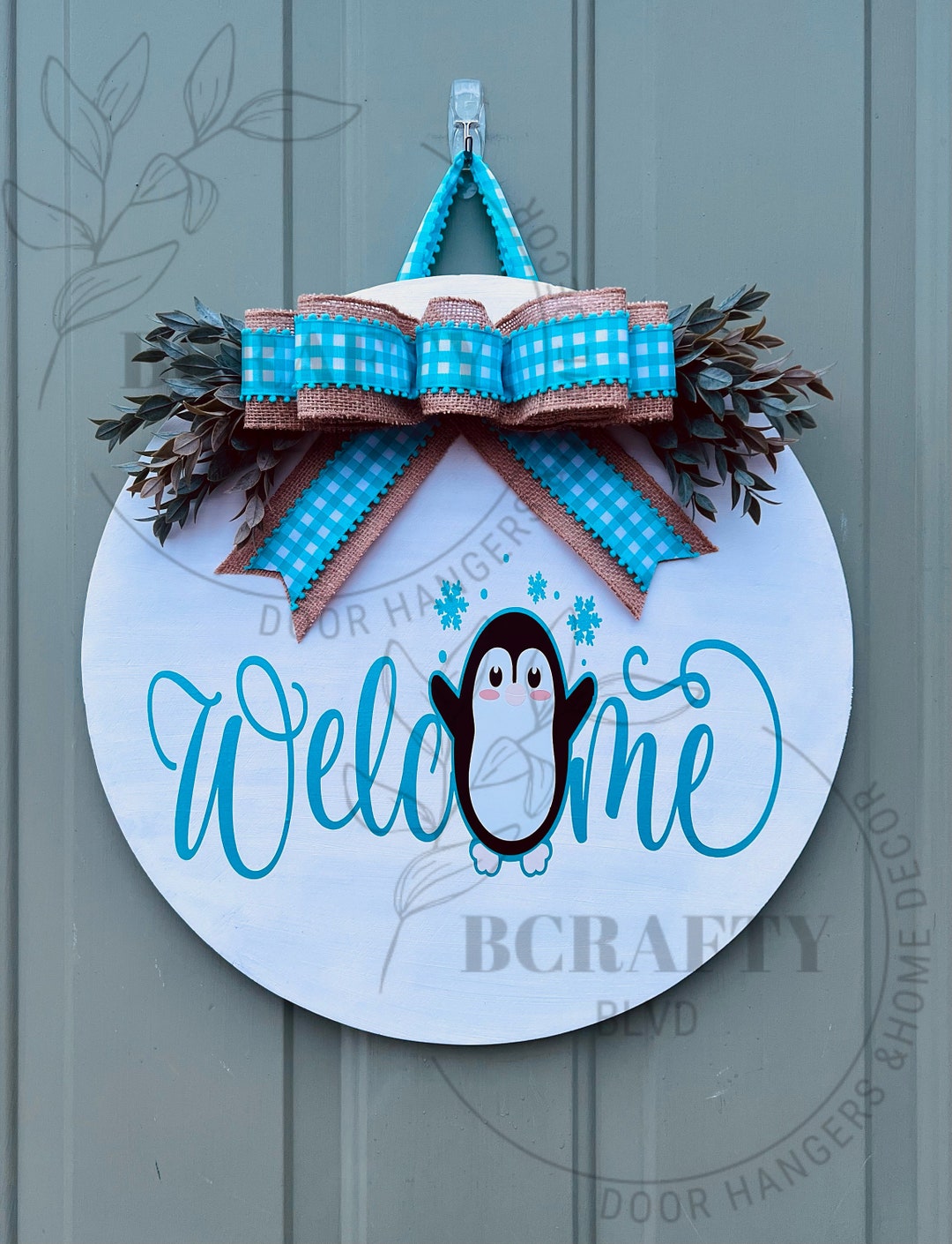 Penguin Door Sign, Welcome Sign, Winter Door Sign, Winter Decor, Wood ...