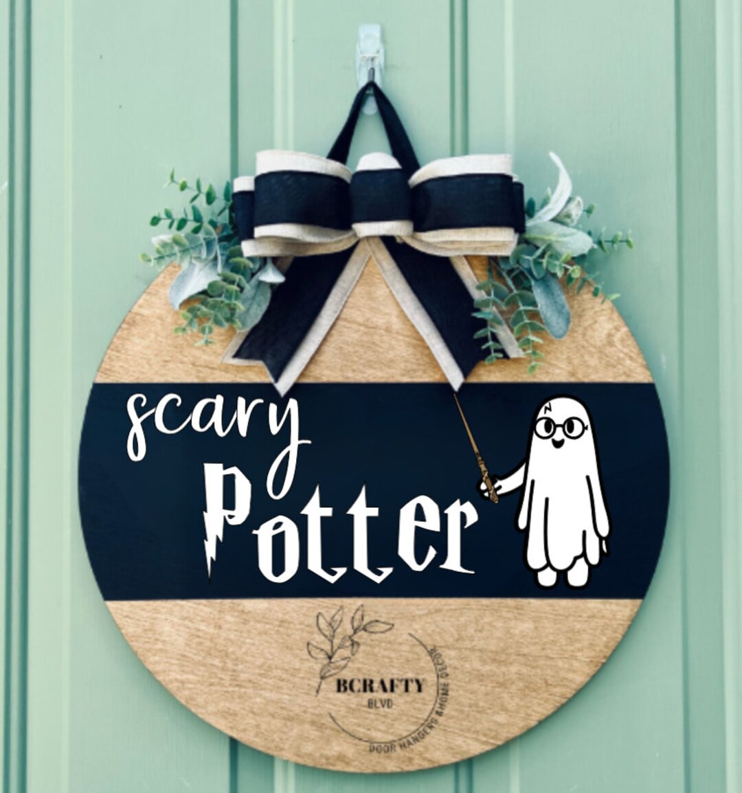 Scary Potter Door Hanger Harry Potter Porch Decor Wood Etsy