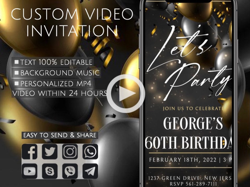 Adult Video Invitation, Animated Birthday Party Invite, Any Event ...