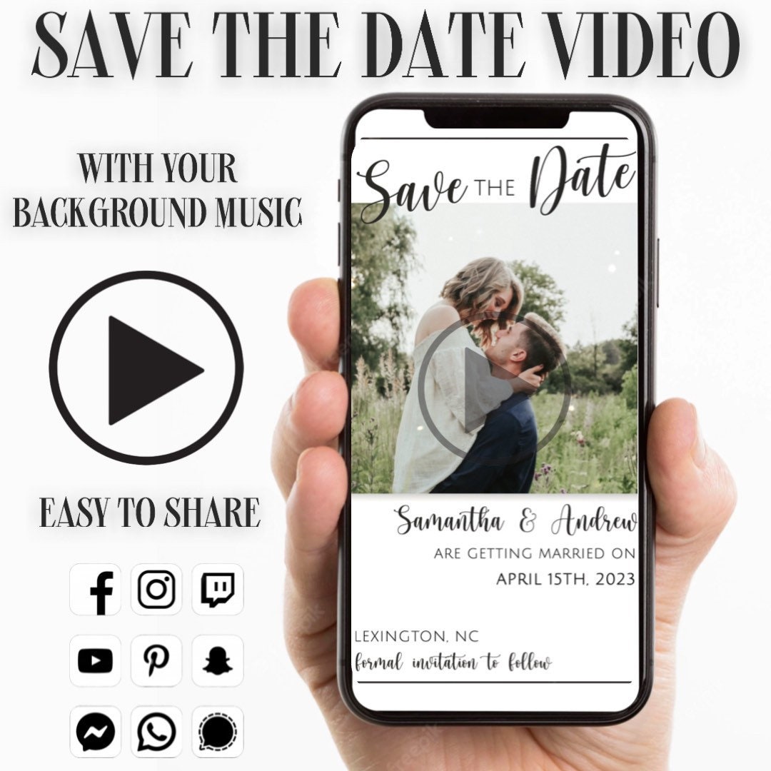 Save the Date Video, Digital Wedding Animated Evite, Custom Photo Card ...