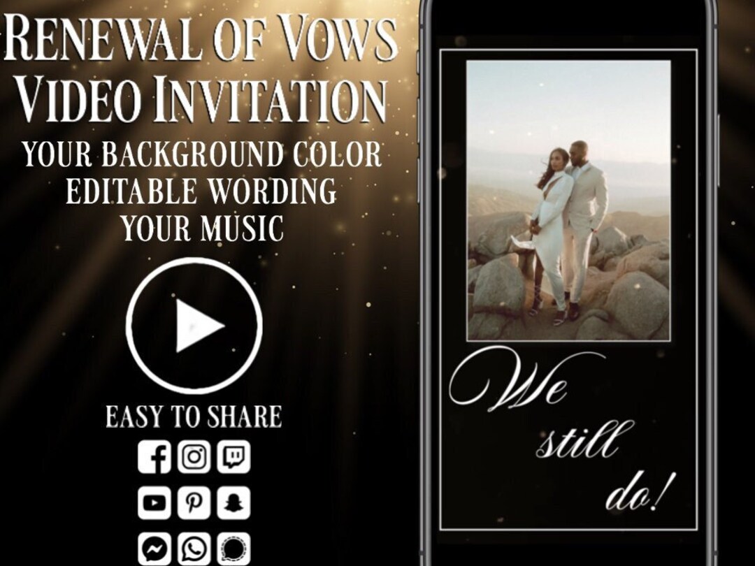 Wedding Renewal of Vows Video Invitation, We Still Do, Wedding Animated ...