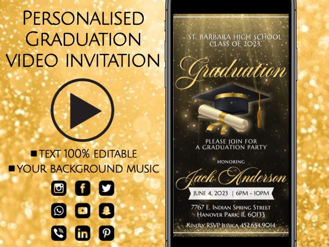 Animated Graduation Invitation, Grad Announcement, Custom Photo ...