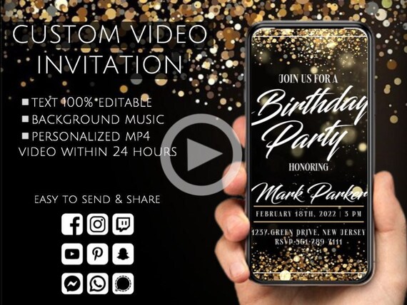 Birthday Video Invitation Animated Birthday Party Invite - Etsy