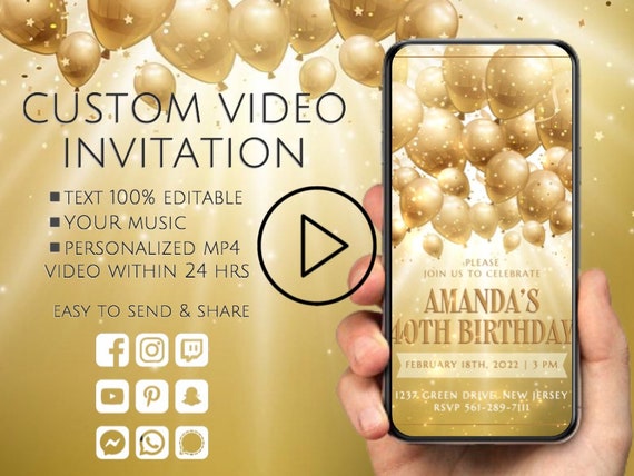 Birthday Video Invitation Animated Birthday Party Invite | Etsy