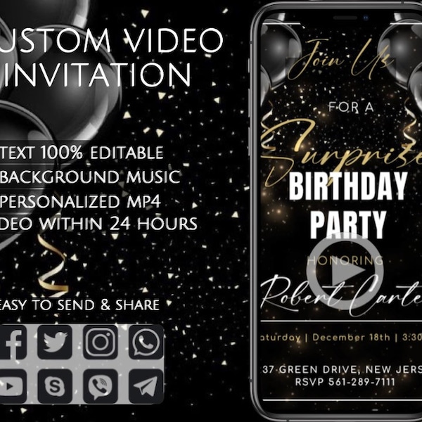 Animated Video Birthday Invitation - Etsy