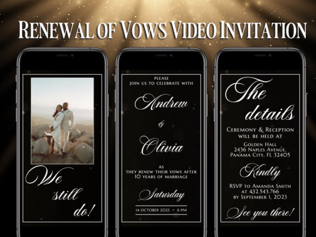 Wedding Renewal of Vows Video Invitation, We Still Do, Wedding Animated ...