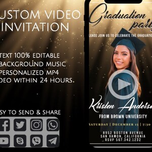 Animated Graduation Invitation, Grad Announcement,custom Photo ...