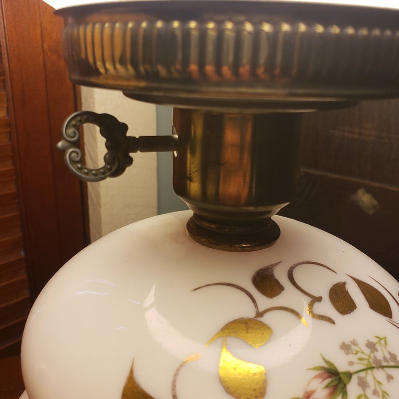 Antique Double Globe Victorian GWTW 3-way Electric Lamp, Floral Roses ...