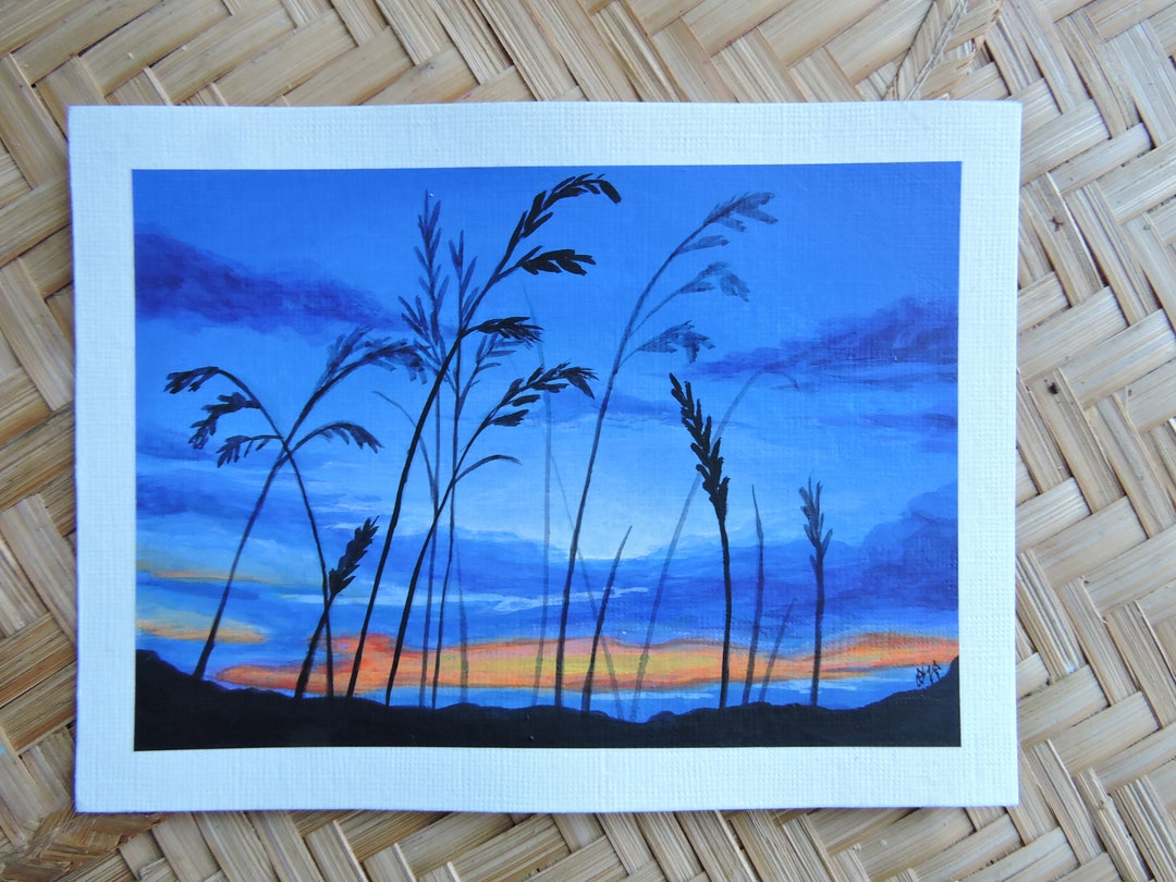 Blue Sunset Landscape Painting - Etsy