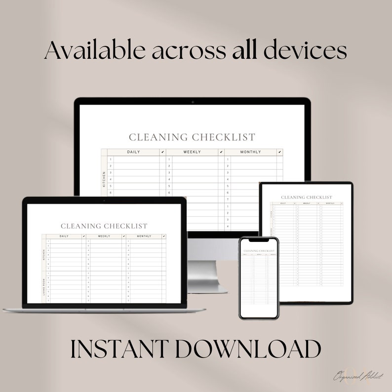 Editable Cleaning Checklist Printable Weekly, Monthly, Yearly Cleaning ...