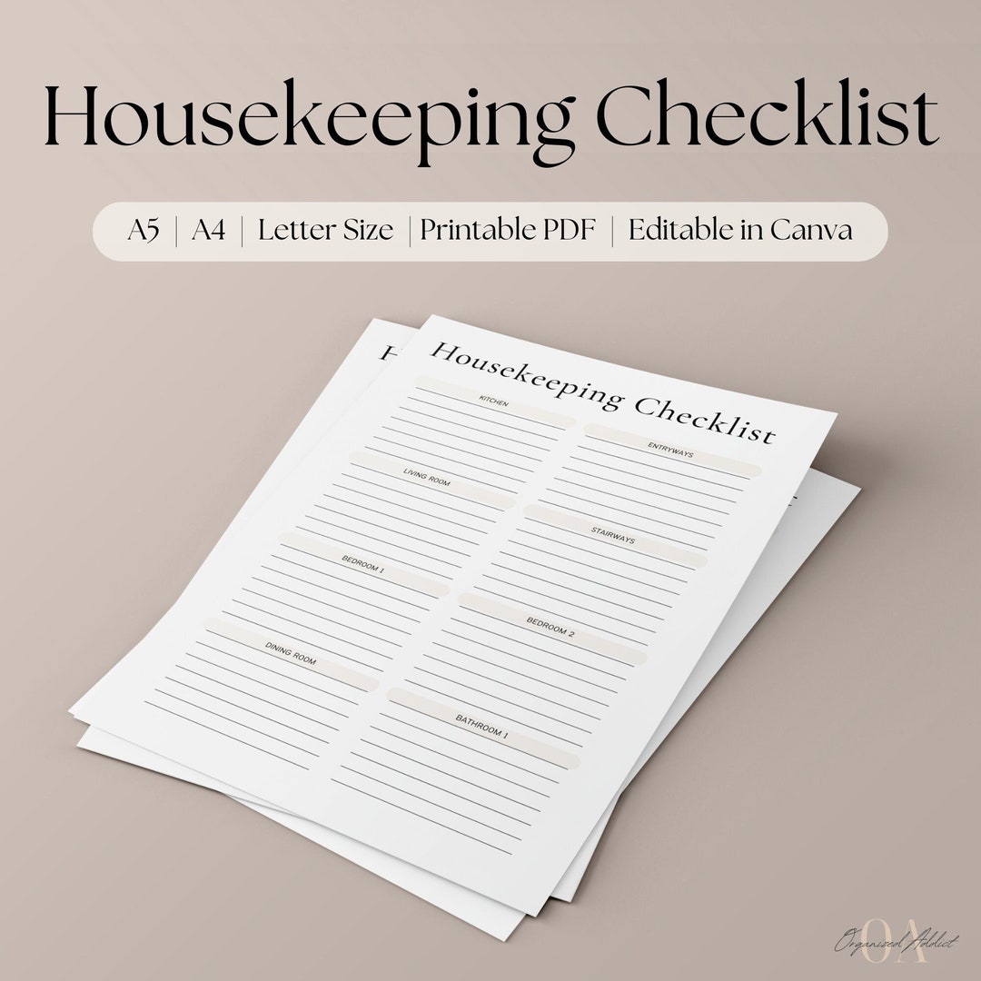 EDITABLE Housekeeping Checklist Housekeeping Planner, Cleaning Schedule ...