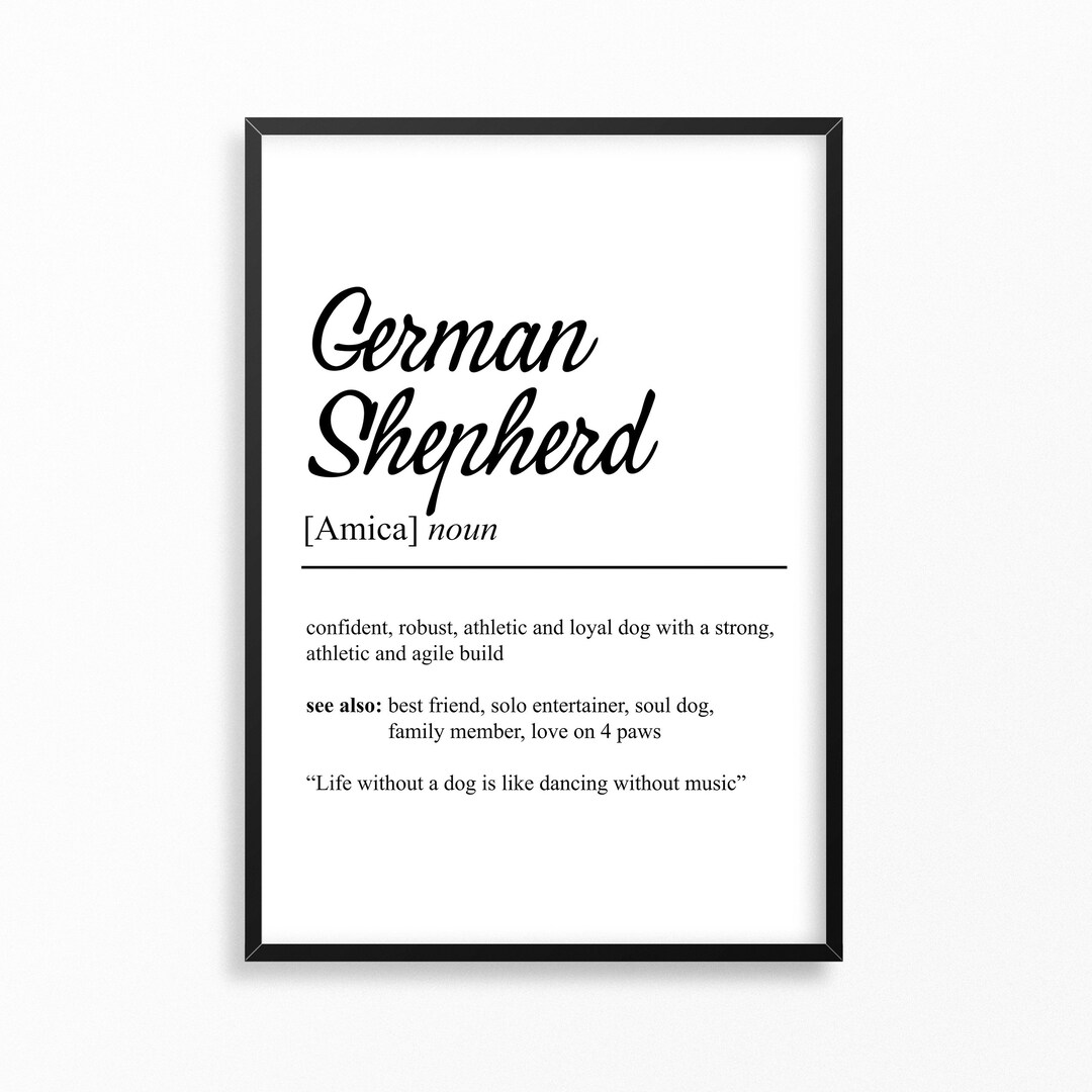 German Shepherd Definition Poster Personalizable Dog Breed Poster Gift ...
