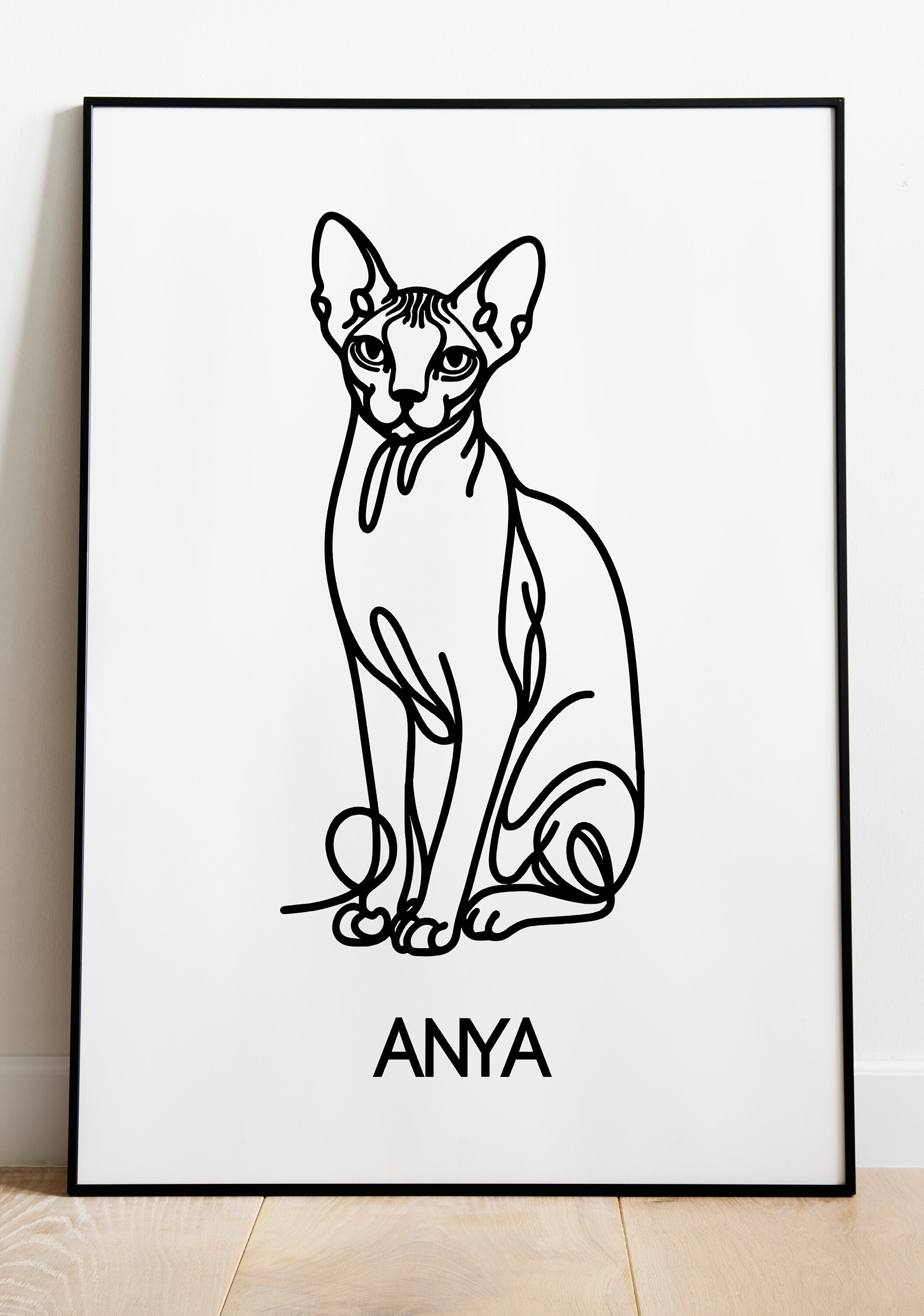 Sphynx Cat Line Art Definition Poster Customizable Mural Cat Poster ...
