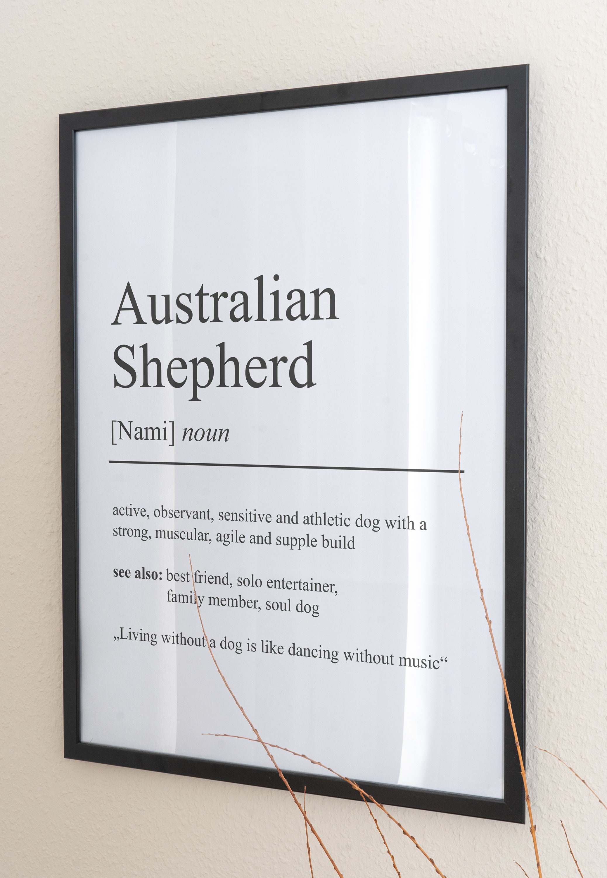 Australian Shepherd Definition Poster Minimalist Design Personalizable ...
