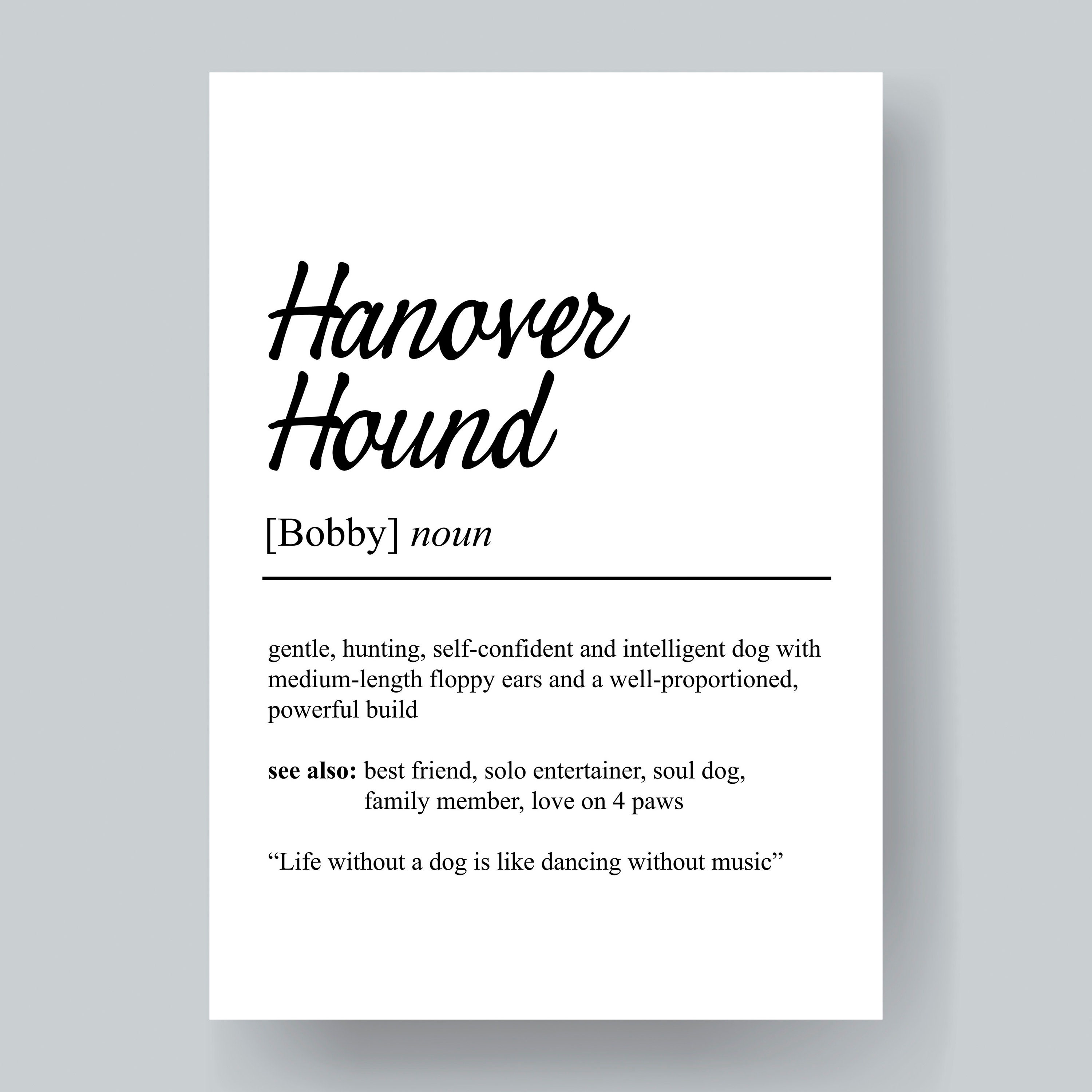 Hanover Hound Definition Poster Personalizable Dog Breed Poster Gift ...