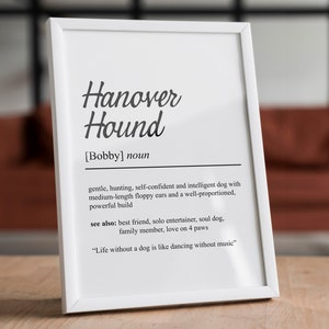 Hanover Hound Definition Poster Personalizable Dog Breed Poster Gift ...
