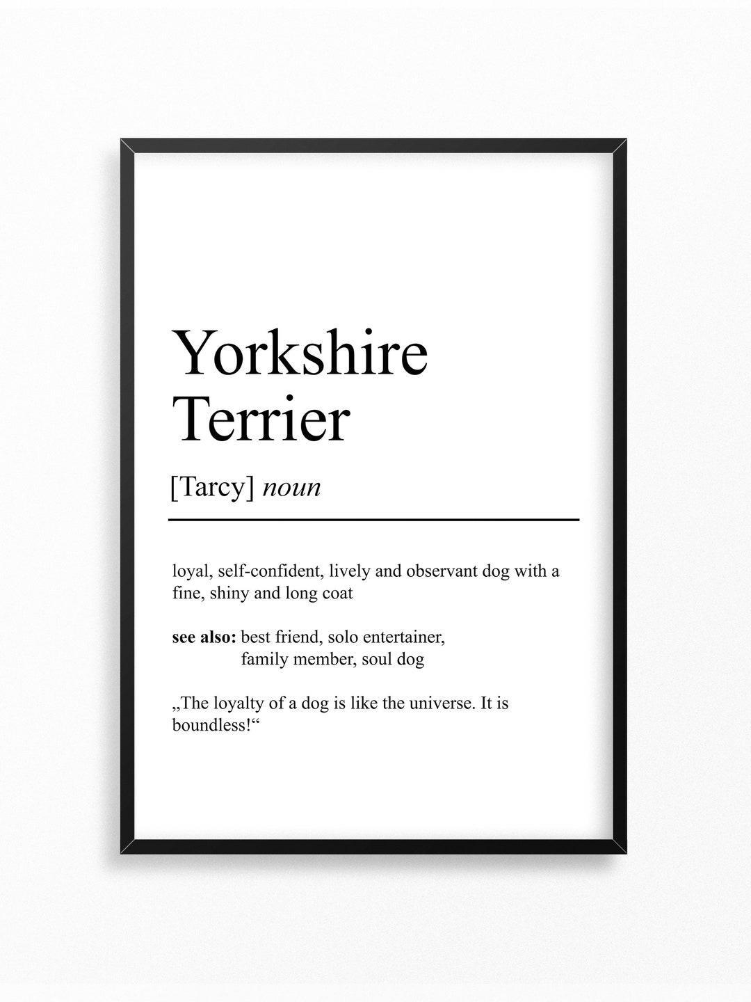 Yorkshire Terrier Definition Poster Minimalist Design - Etsy