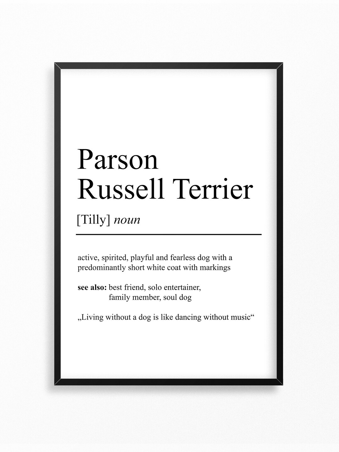 Parson Russell Terrier Definition Poster Minimalist Design ...