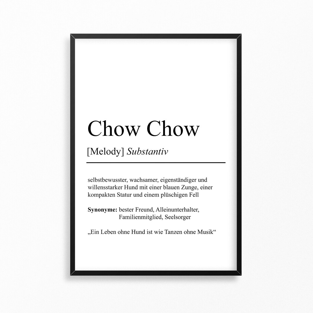 Chow Chow Dog Breeds Definition Poster Personalizable Minimalist Wall ...