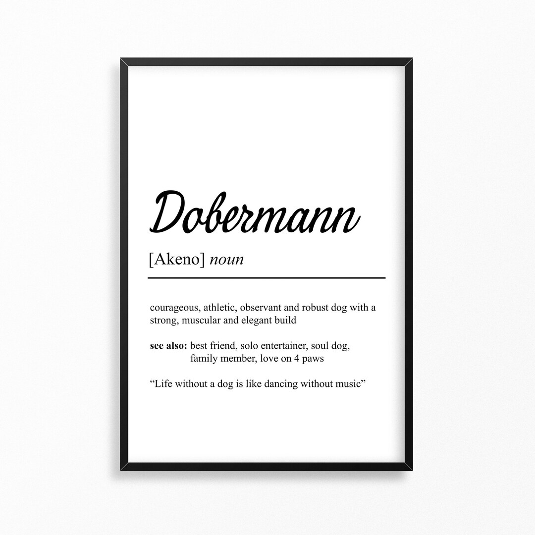 Doberman Definition Poster Personalizable Dog Breed Poster Gift Dog ...