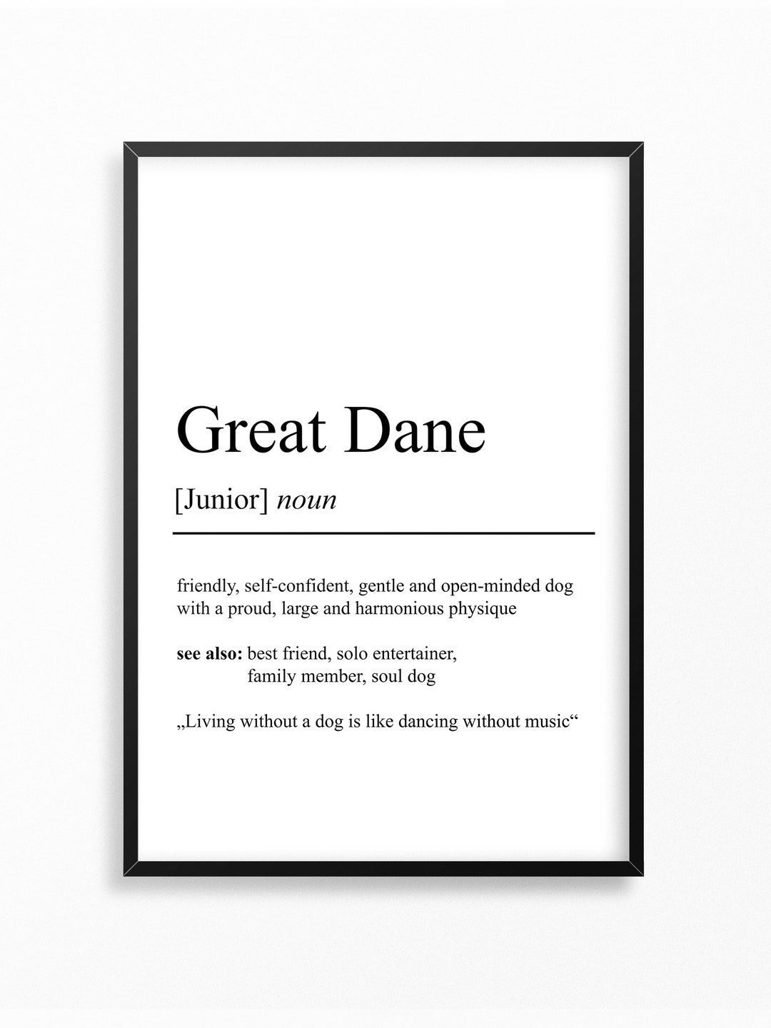 Great Dane Definition Poster Minimalist Design Personalizable Gift ...