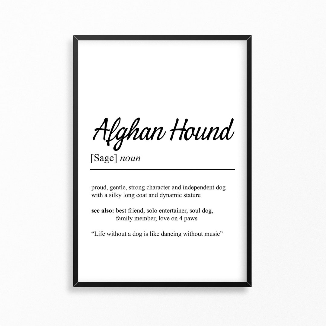 Afghan Hound Definition Poster Personalizable Dog Breed Poster Gift Dog ...