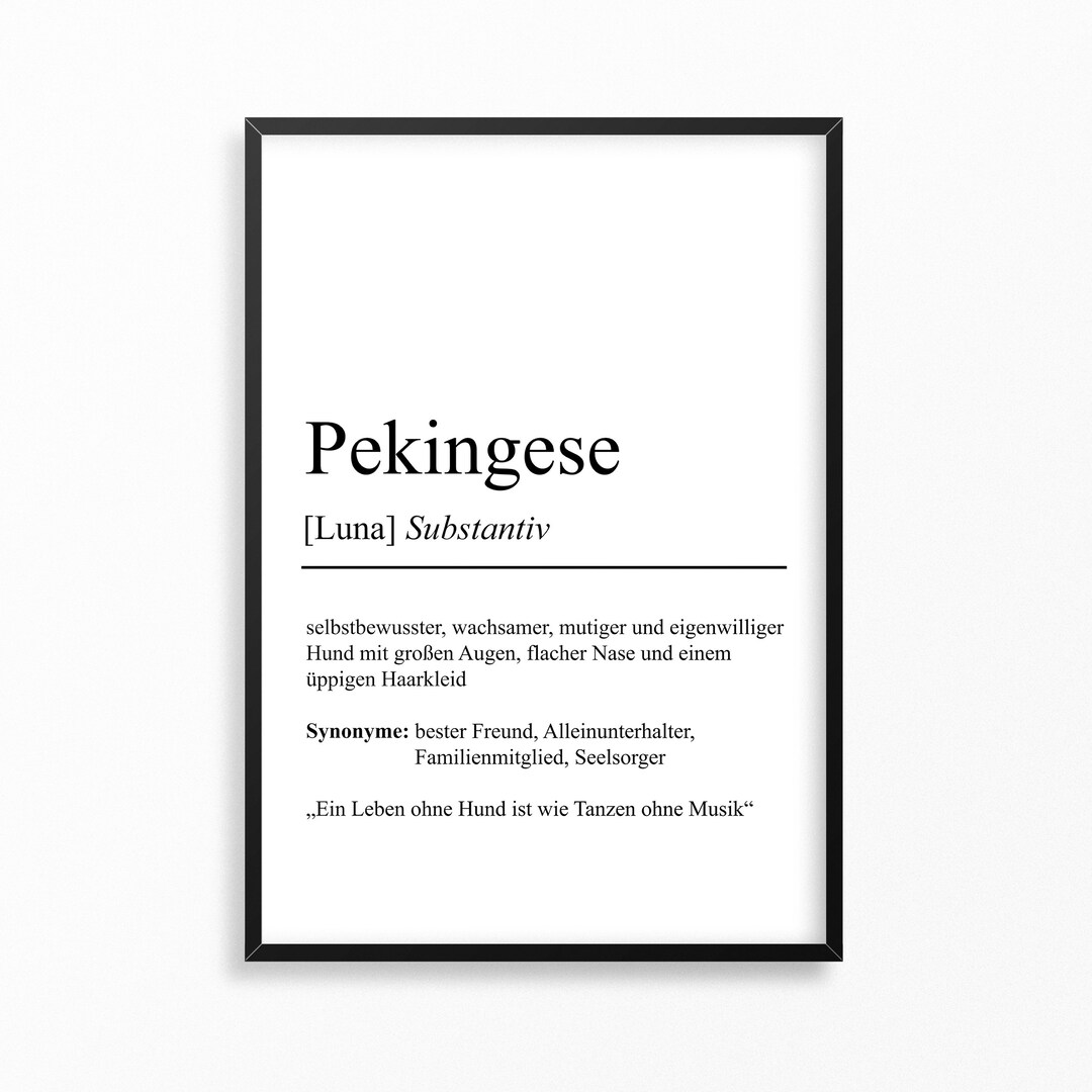 Pekingese Dog Breeds Definition Poster Personalizable Minimalist Wall ...