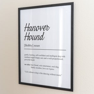 Hanover Hound Definition Poster Personalizable Dog Breed Poster Gift ...