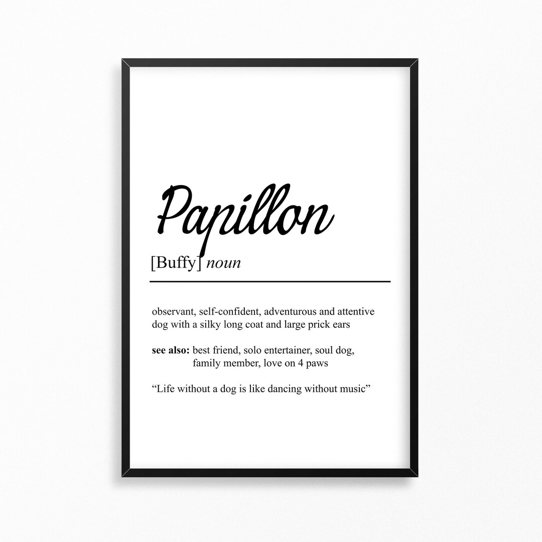 Papillon Definition Poster Personalizable Dog Breed Poster Gift Dog ...