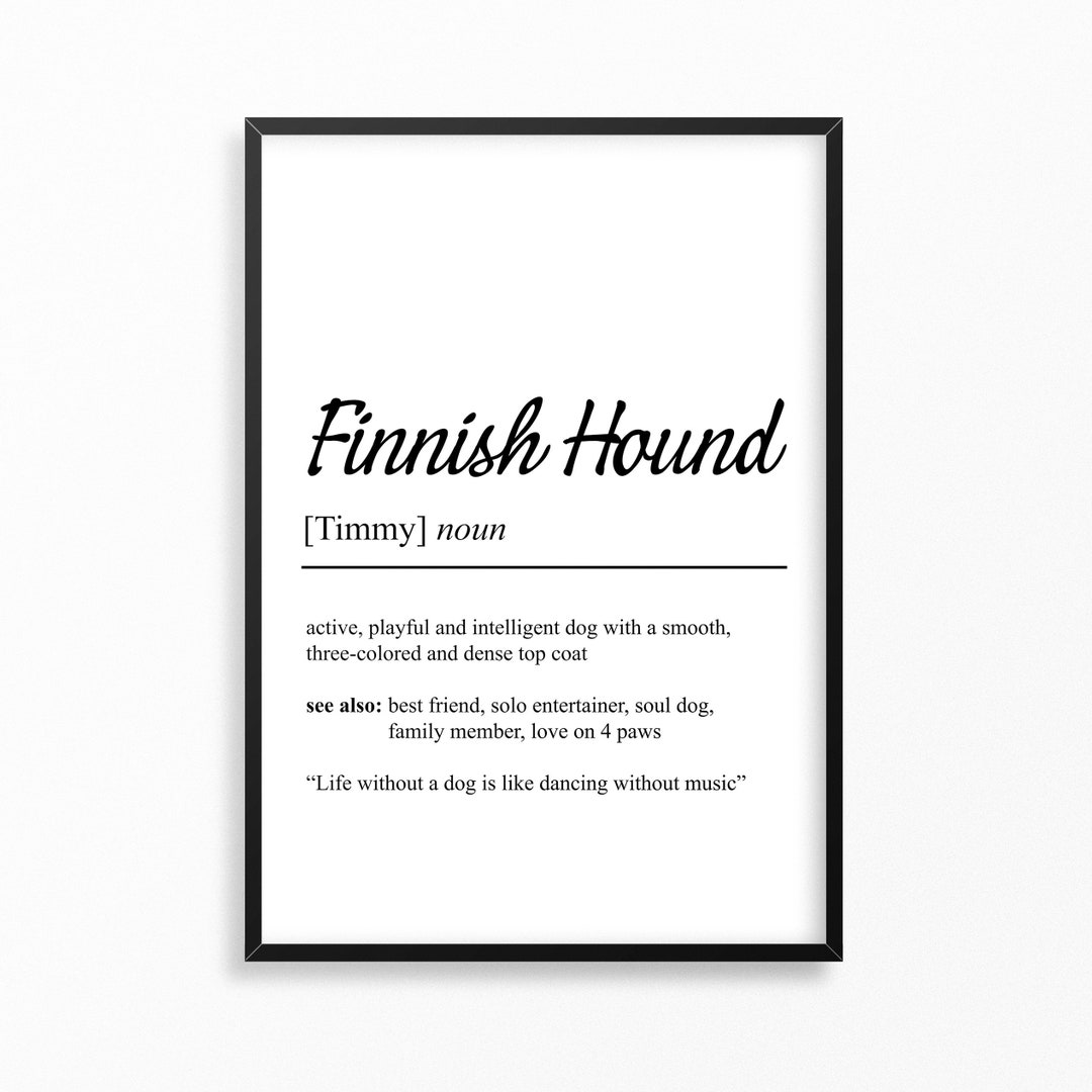 Finnish Hound Definition Poster Personalizable Dog Breed Poster Gift ...