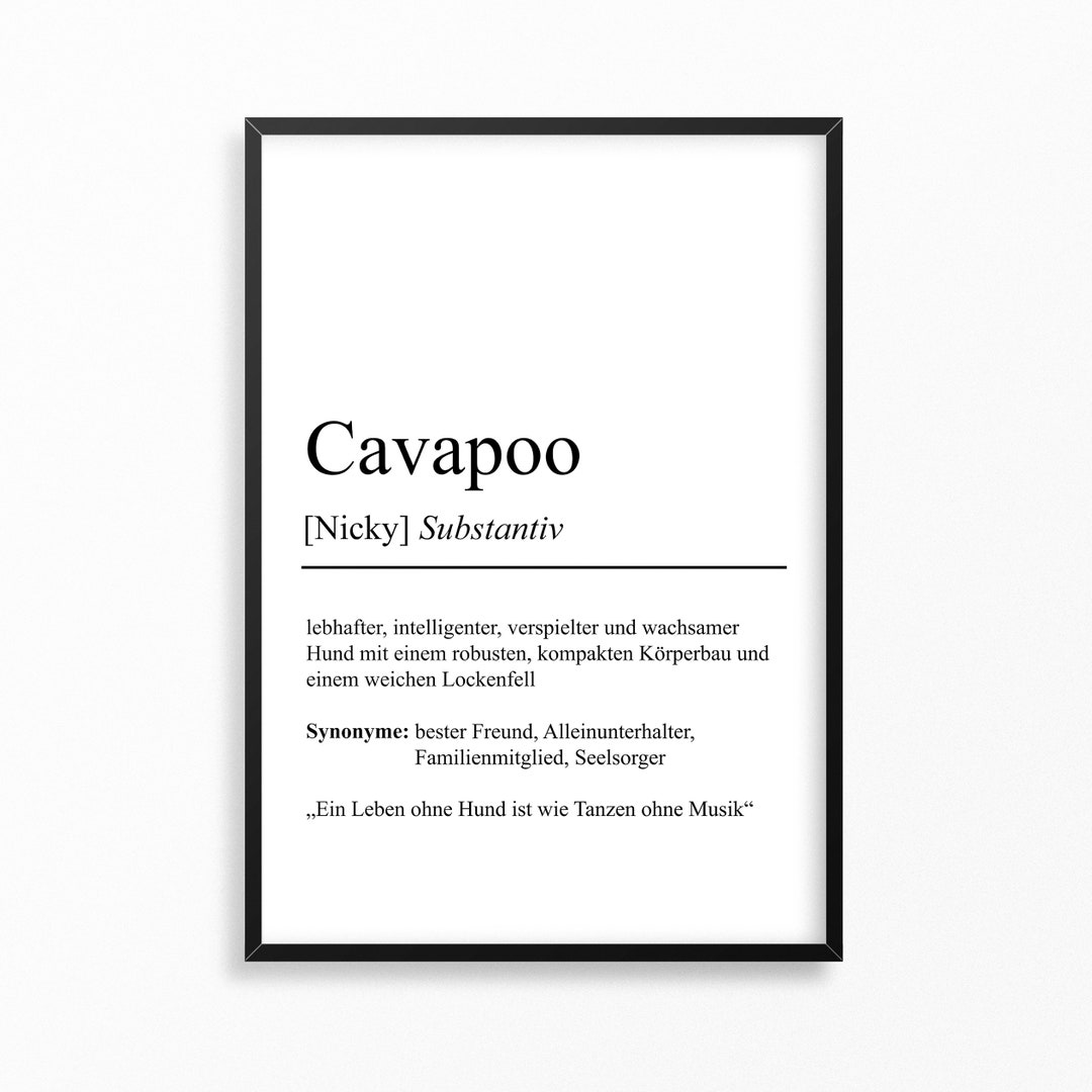 Cavapoo Dog Breed Definition Poster Customizable Minimalist Wall ...