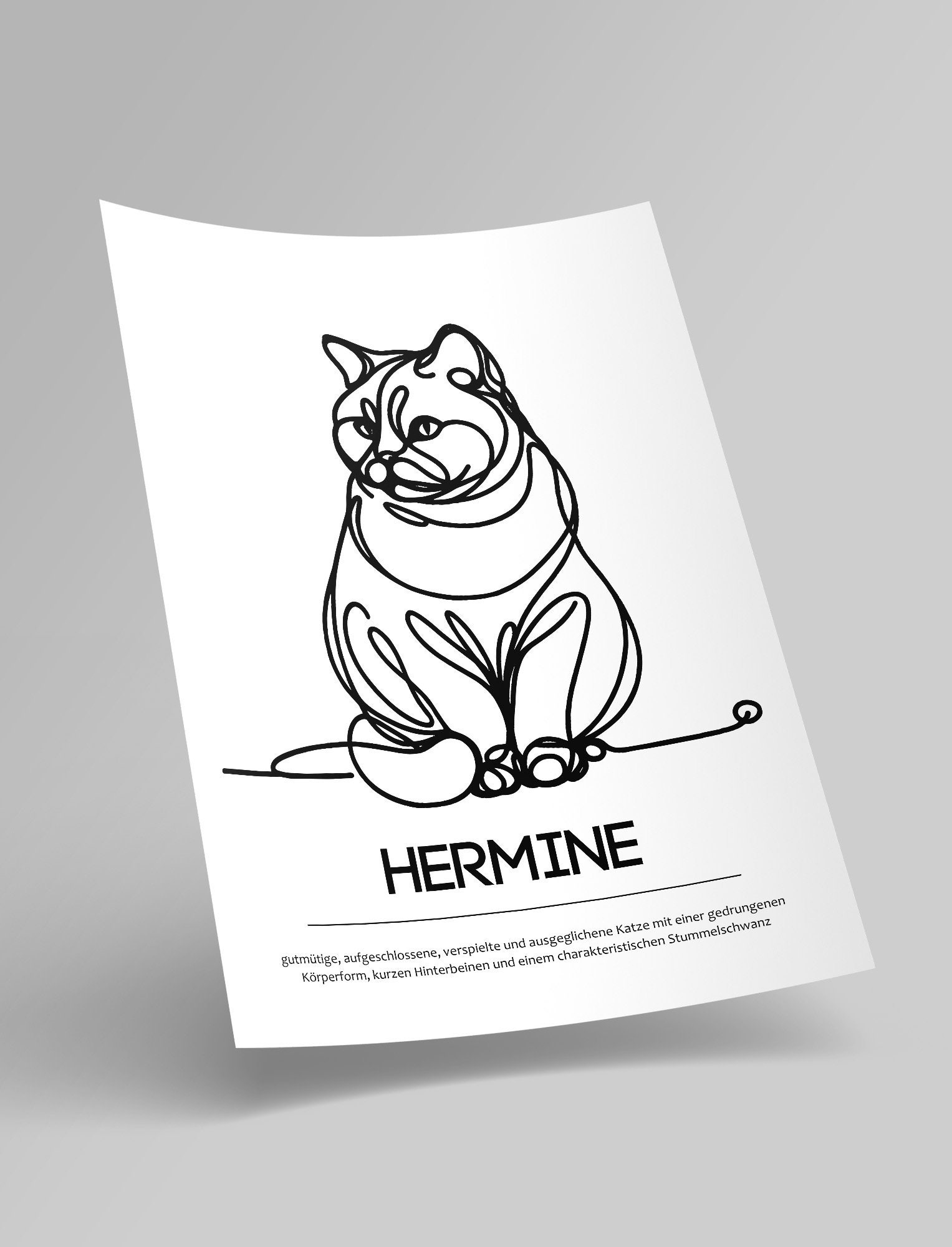 Manx Cat Line Art Definition Poster Customizable Mural Cat - Etsy