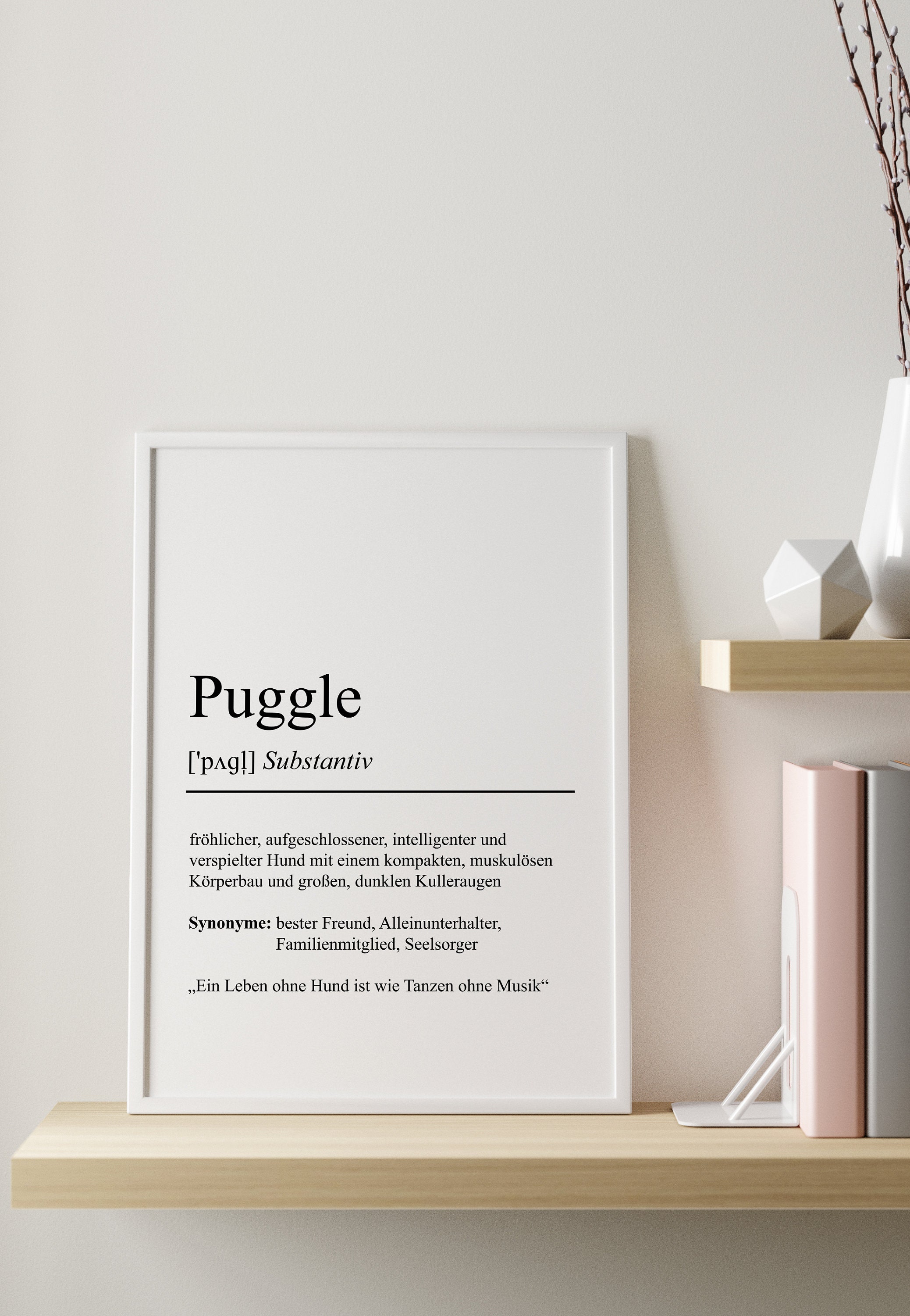 Puggle Definition Poster Minimalist Design Personalizable Gift Birthday ...
