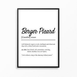 Berger Picard Definition Poster Personalizable Dog Breed Poster Gift ...