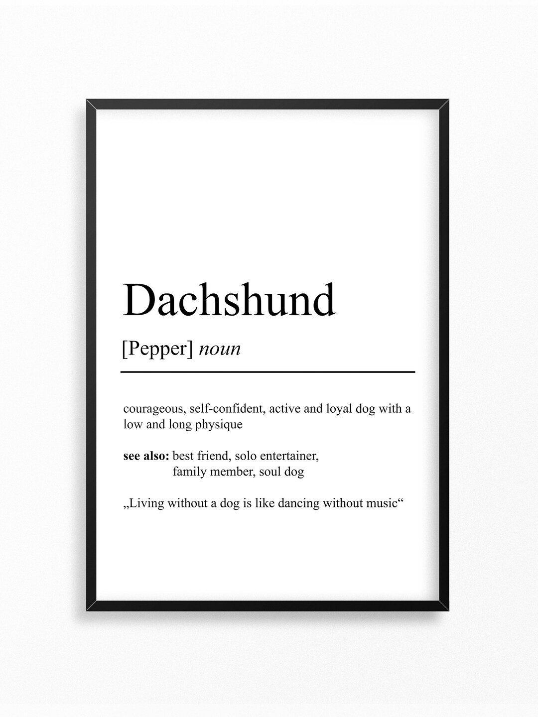 Dachshund Definition Poster Minimalist Design Personalizable Gift ...