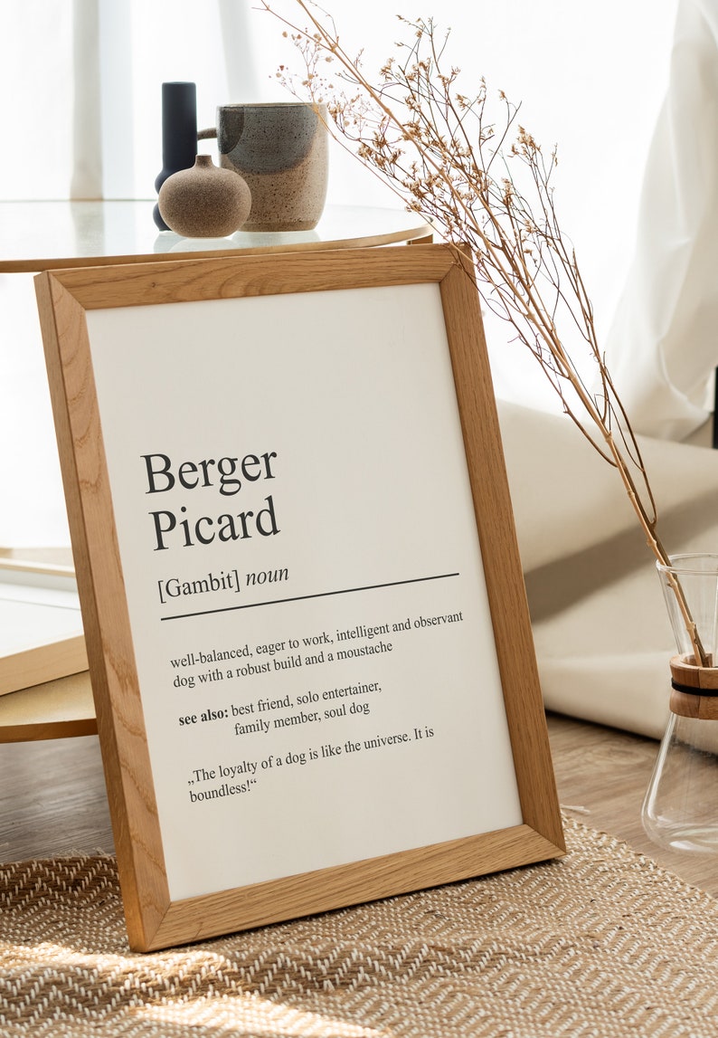 Berger Picard Definition Poster Minimalist Design Personalizable Gift ...