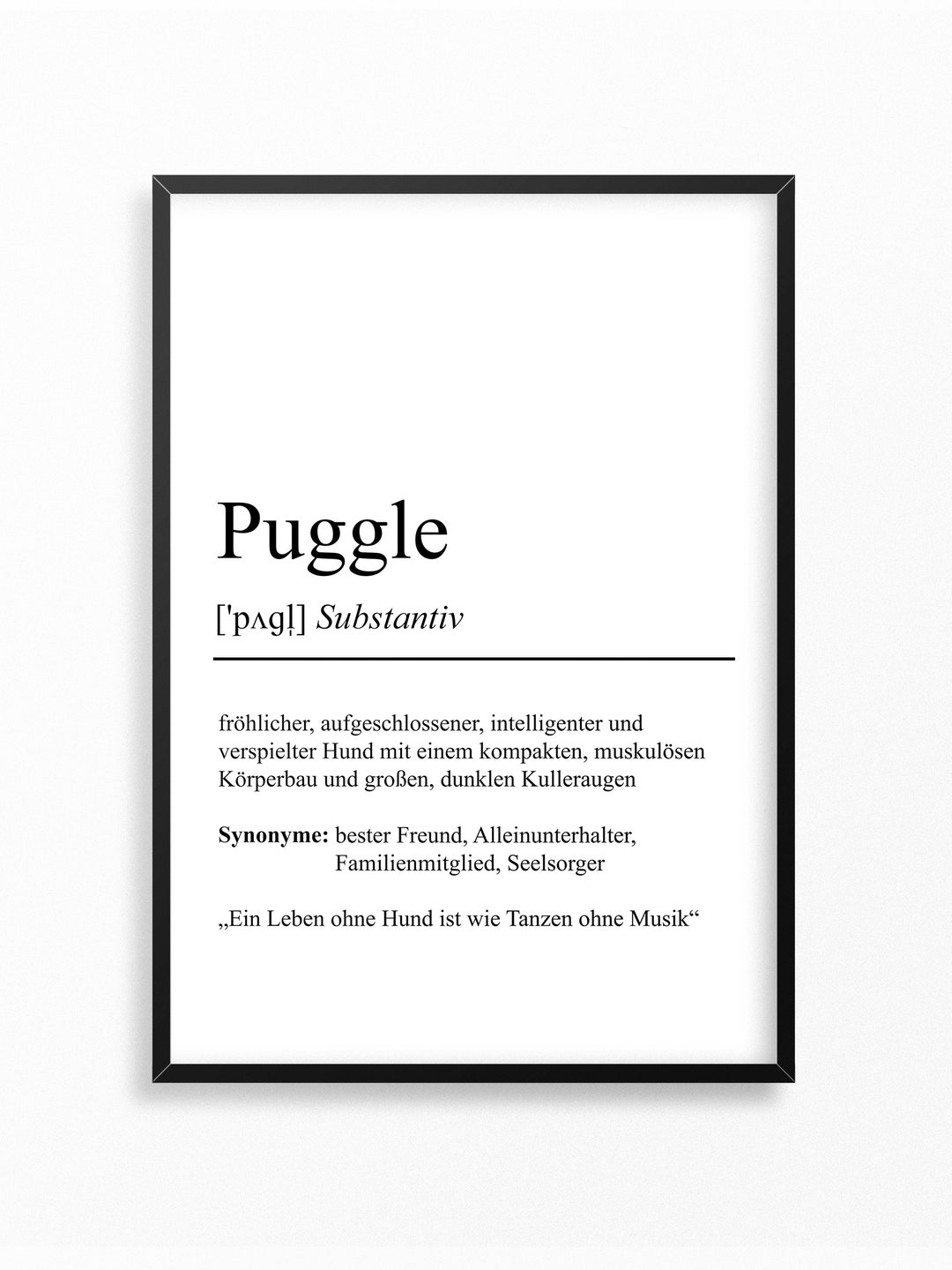 Puggle Definition Poster Minimalist Design Personalizable Gift Birthday ...