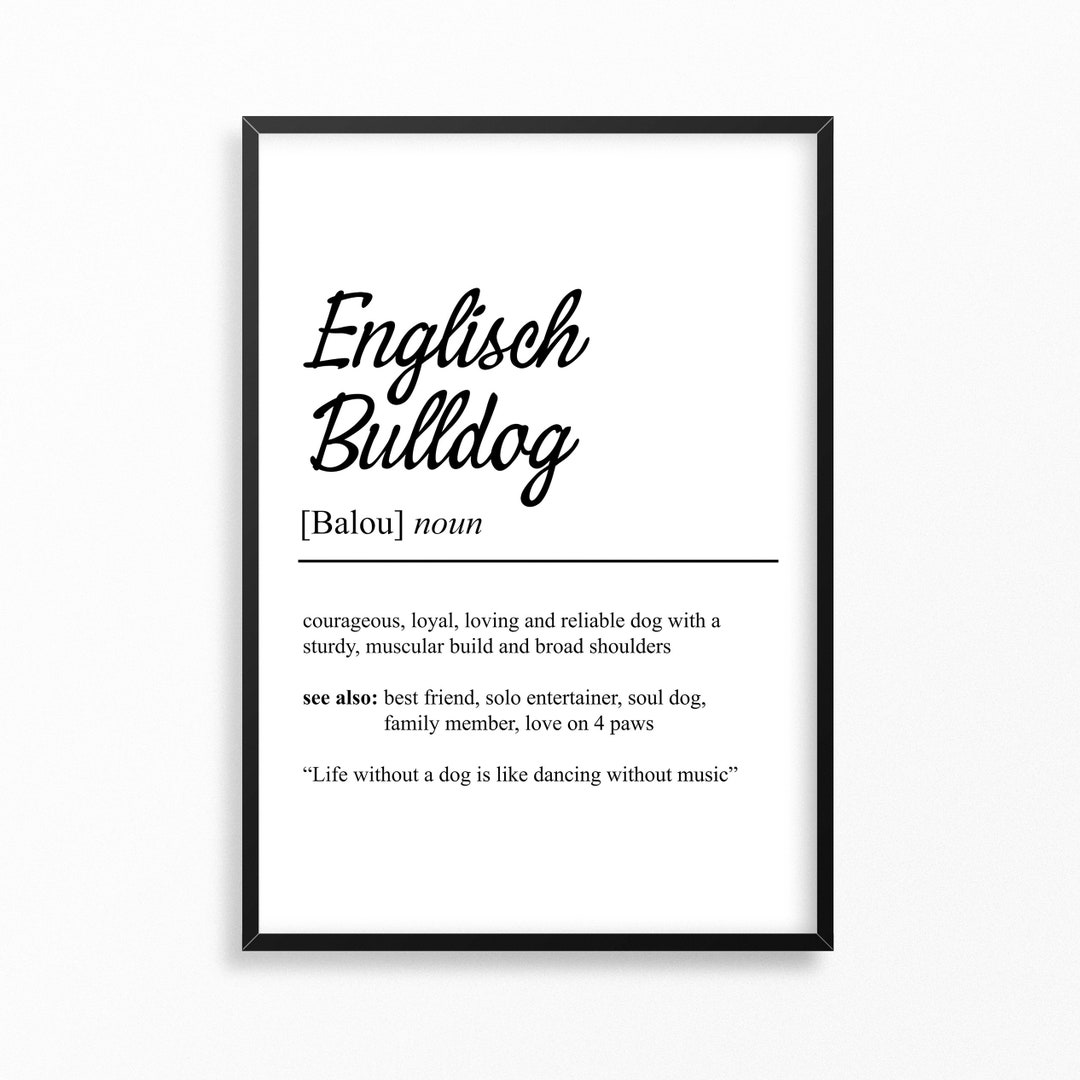English Bulldog Definition Poster Personalizable Dog Breed Poster Gift ...