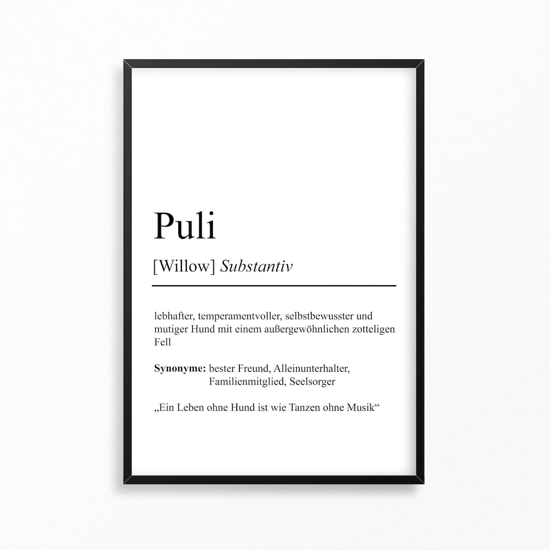 Puli Dog Breed Definition Poster Customizable Minimalist Wall ...