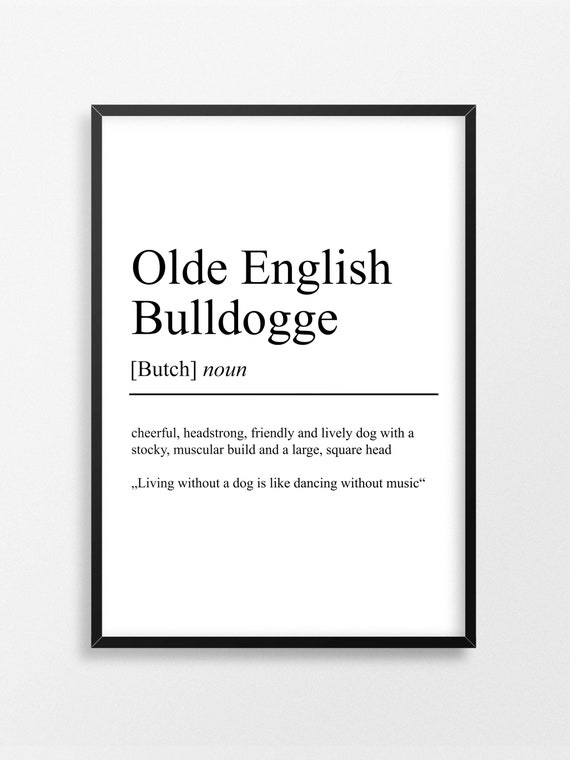Olde English Bulldogge Definition Poster Minimalist Design - Etsy