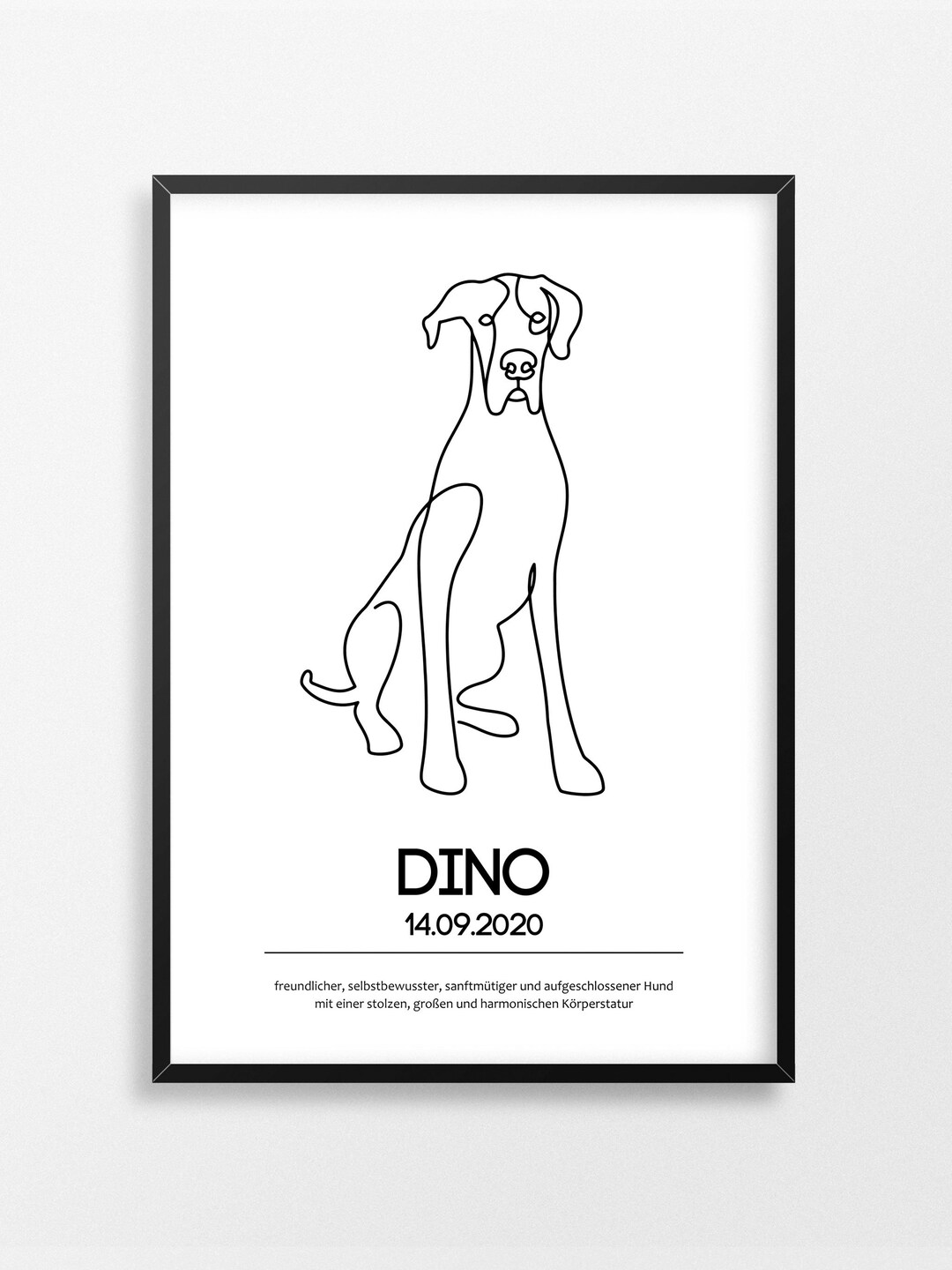 Great Dane Dog Breeds Line Art Definition Poster Customizable - Etsy