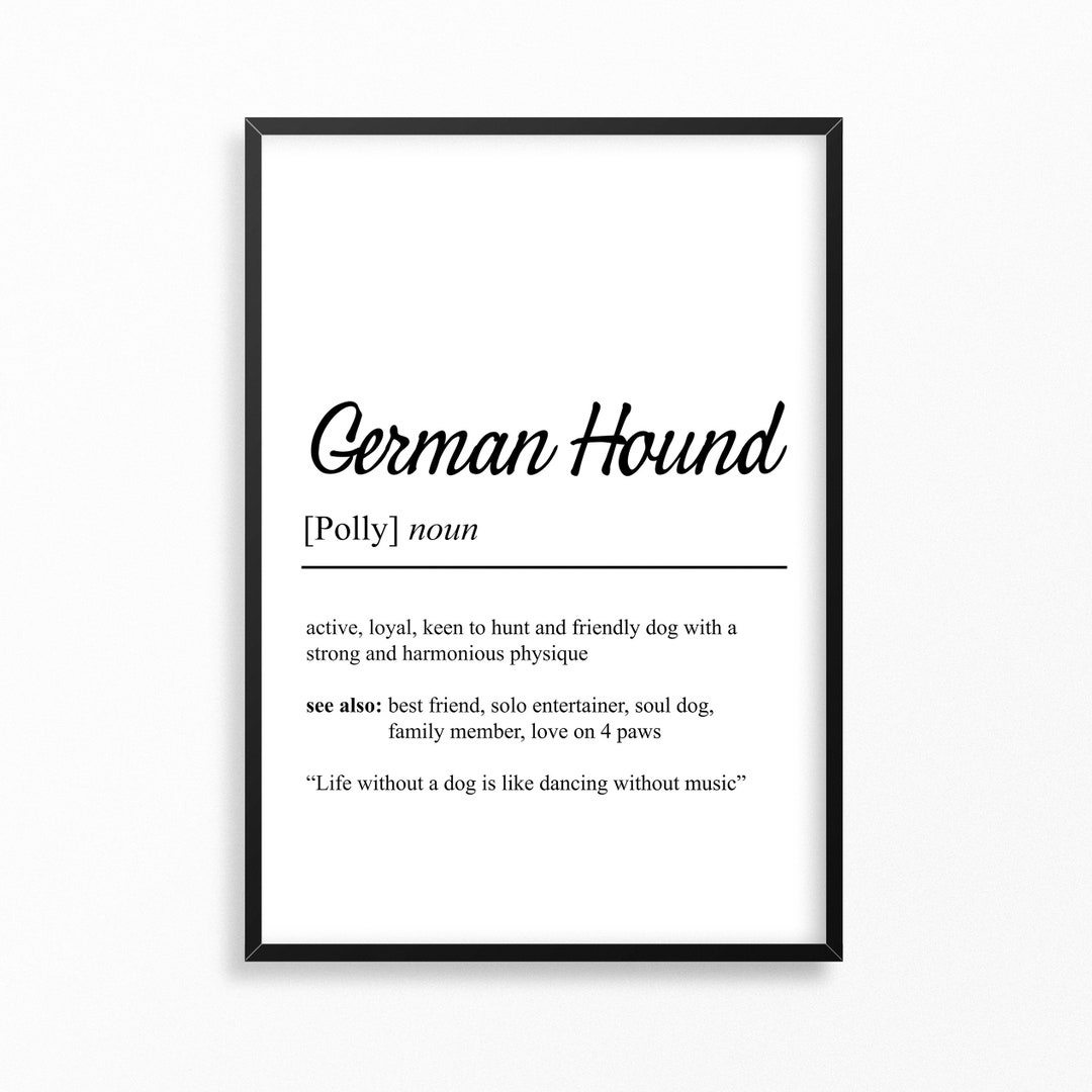German Hound Definition Poster Personalizable Dog Breed Poster Gift Dog ...