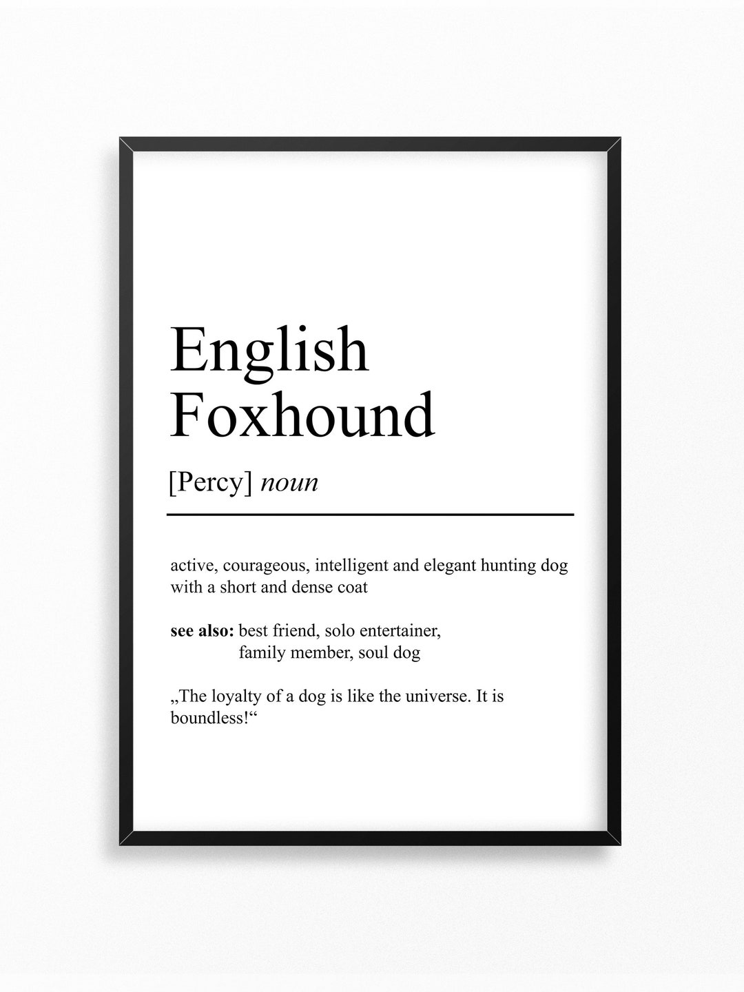 English Foxhound Definition Poster Minimalist Design - Etsy