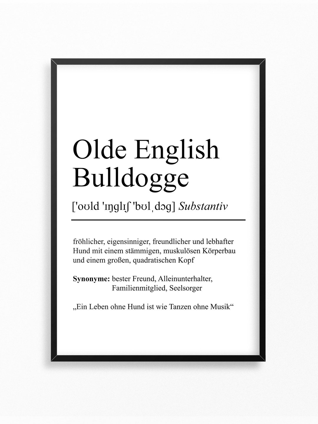 Olde English Bulldogge Definition Poster Minimalist Design - Etsy