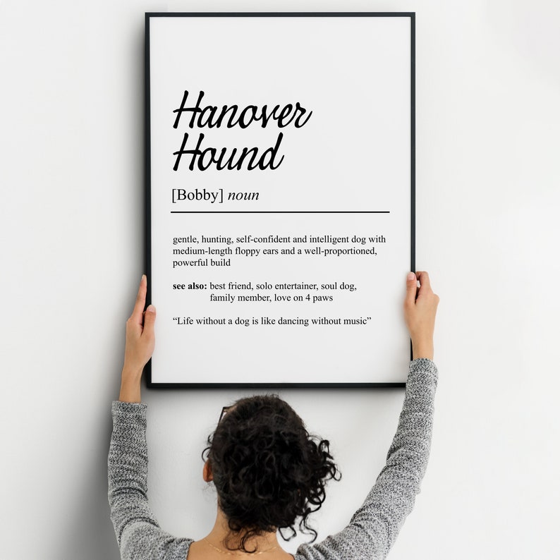Hanover Hound Definition Poster Personalizable Dog Breed Poster Gift ...