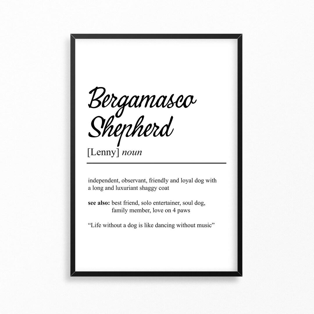 Bergamasco Shepherd Definition Poster Personalizable Dog Breed Poster ...