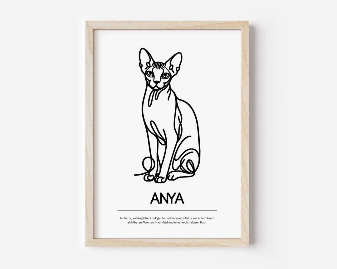 Sphynx Cat Line Art Definition Poster Personalizable Wall Art Cat ...