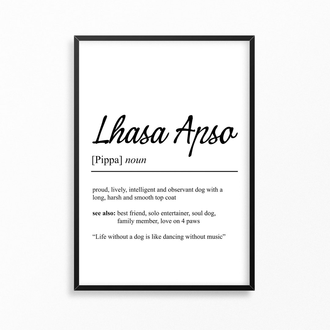 Lhasa Apso Definition Poster Personalizable Dog Breed Poster Gift Dog ...