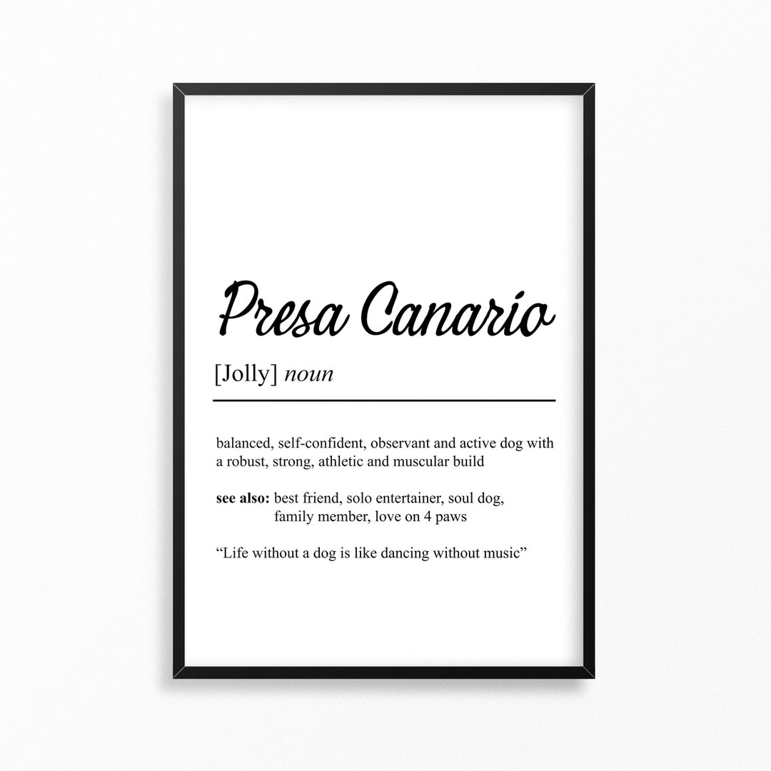 Presa Canario Definition Poster Personalizable Dog Breed Poster Gift ...
