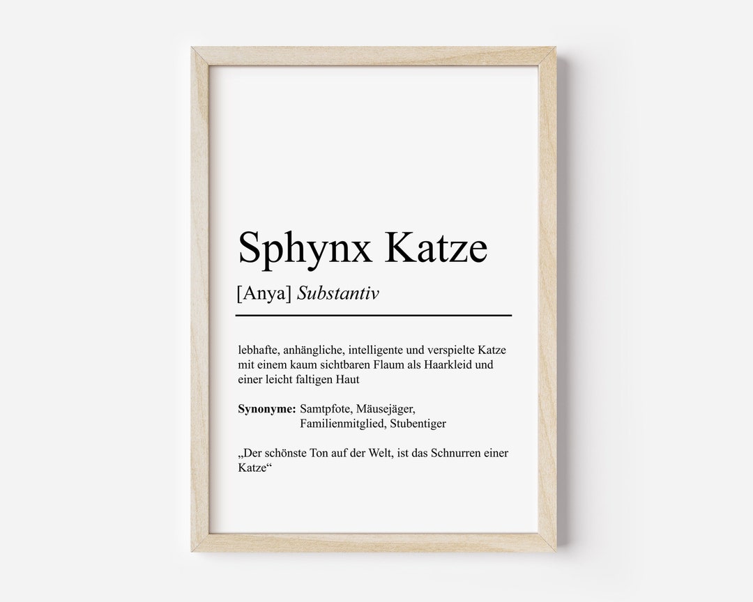 Sphynx Cat Breed Definition Poster Personalizable Minimalist Wall ...
